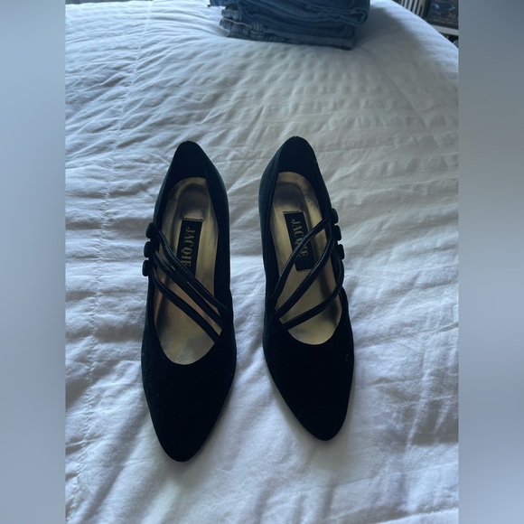 Shoes | Vintage Velvet Shoes With Button Detail | Poshmark